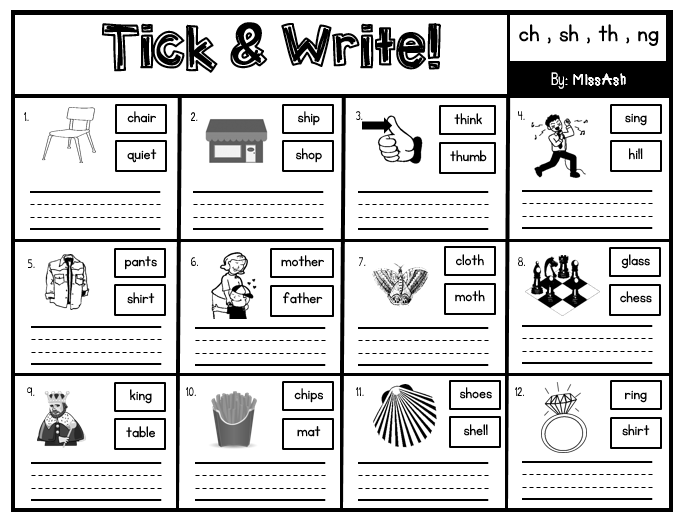 ASH THE TEACHER: ch, sh, th, ng