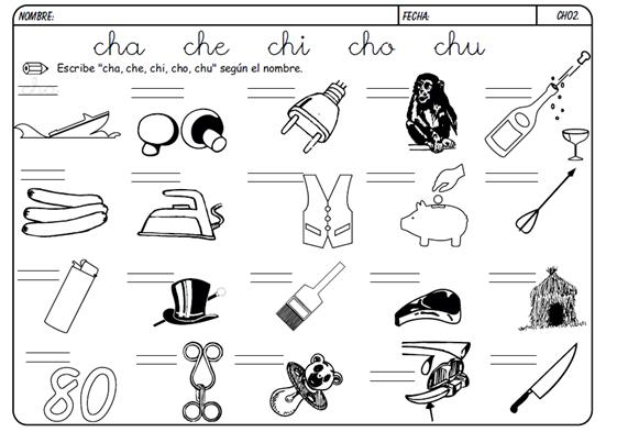 El rincón de Aurora: Fichas del fonema Ch, ch