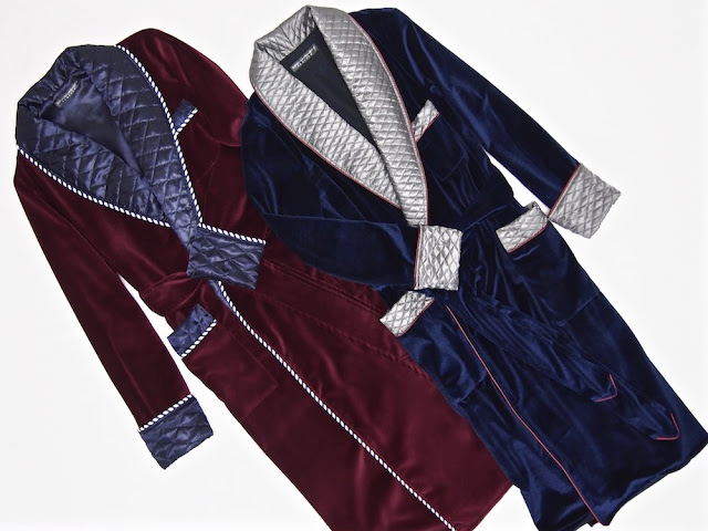 Men's Warm Velvet Dressing Gown and Smoking Jacket Robe