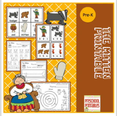The Mitten Book Unit ~ Preschool Printables