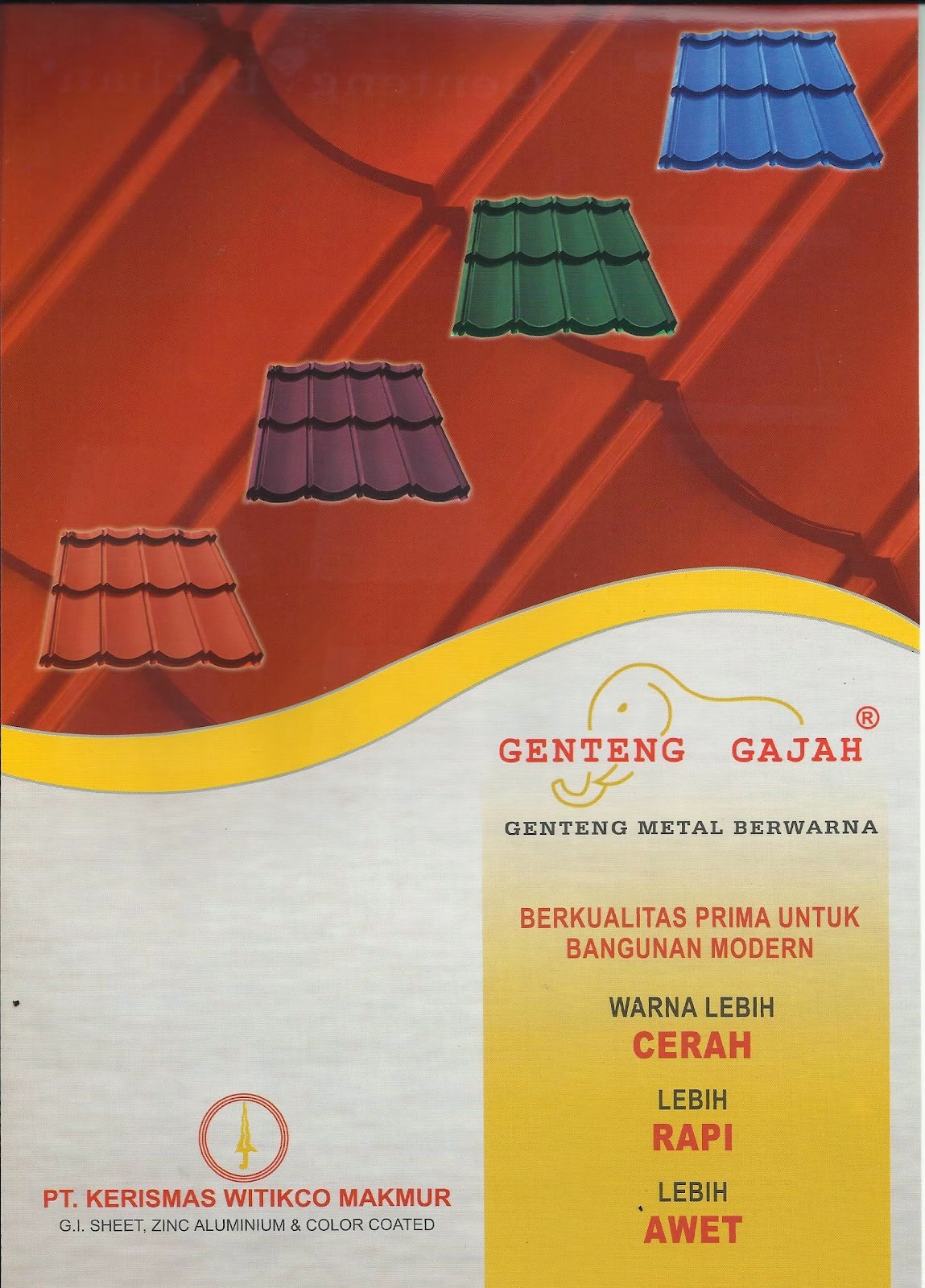 Genteng Metal Gajah Murah - Seng Gelombang BJLS Galvanized Dan Plat ...