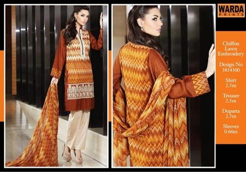 Warda Prints Eid Collection 2014 | Warda Unstitched Fabric for Eid ...