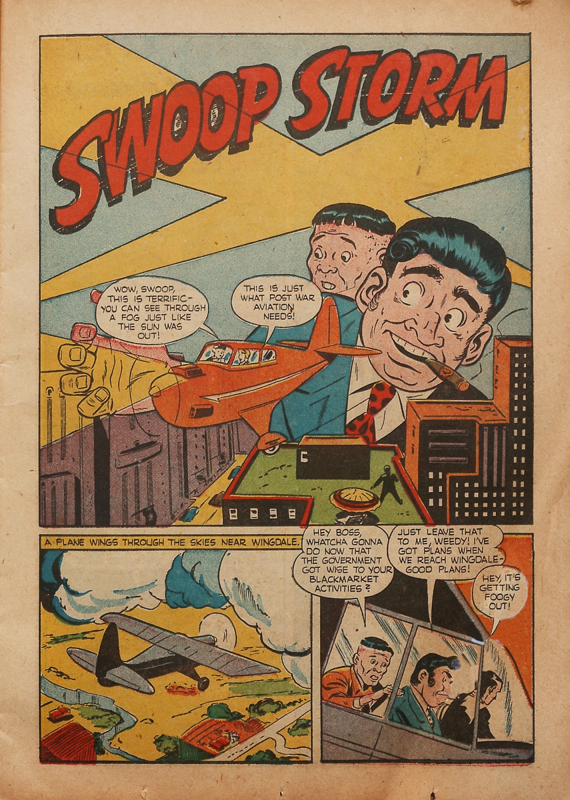 Four-Color Shadows: Swoop Storm-Boy Comics-1945