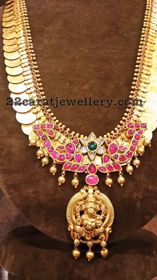 Kasu Mala with Small Ganesh Pendant - Jewellery Designs