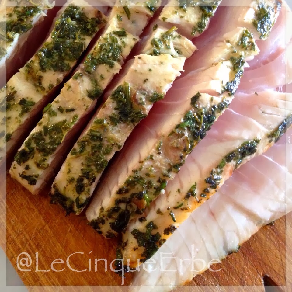 LE CINQUE ERBE: Tagliata di Ricciola con la sua Marinata