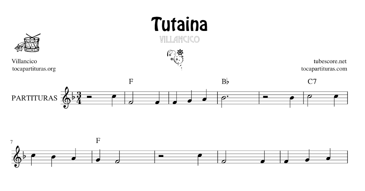tocapartituras: Tutaina Partitura de Flauta, Violín, Saxofón Alto, Trompeta, Viola, Oboe ...