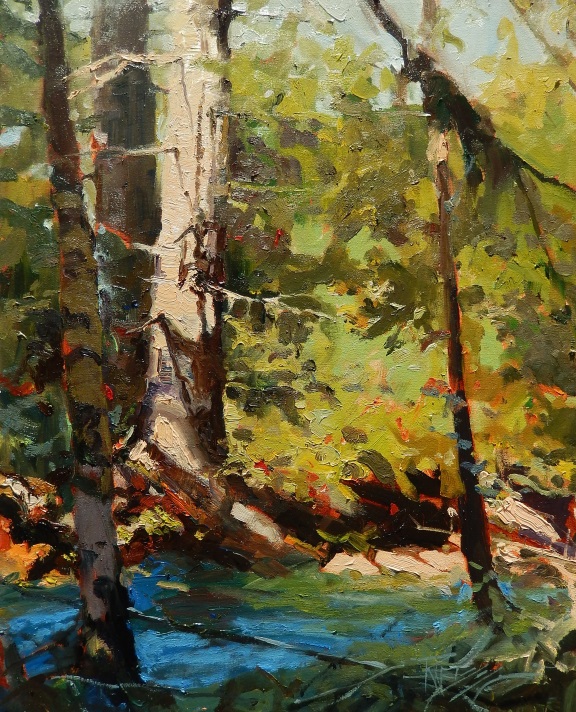 in plein air: "Forest Light" Olympic National Park, oil painting by ...