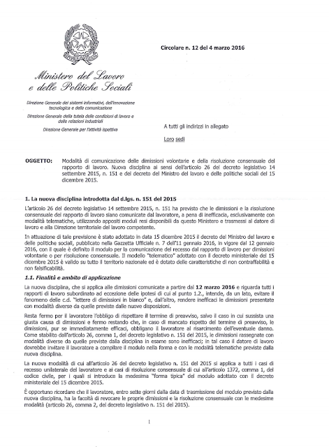 L'INFORMALAVORO: Dimissioni On line: le prime istruzioni con la ...