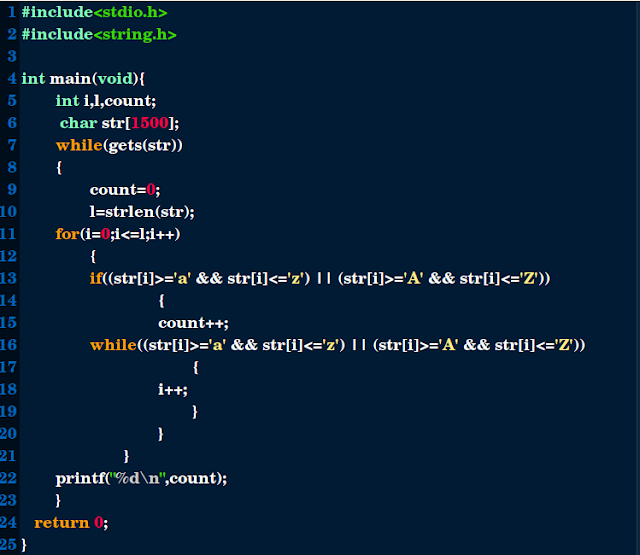 UVA Code Solution: 494 - Kindergarten Counting Game