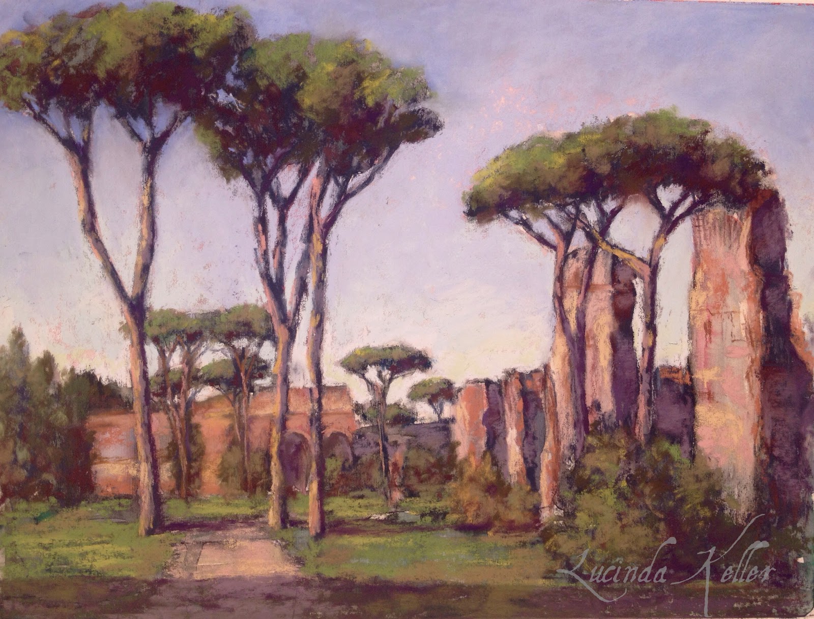 Cobalt Violet: Roman Ruins, in Pastel ~ The Baths of Caracalla