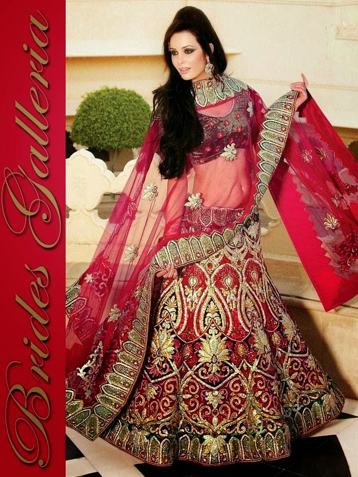 Embroidered Designs Of Bridal Fish Cut Lehengas By Brides Galleria 2014 ...