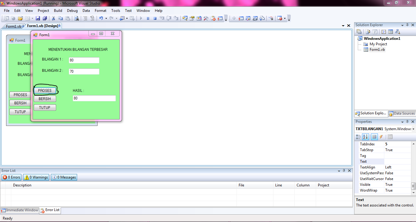 PERKENALAN DAN PERKEMBANGAN VISUAL BASIC 2008: Fungsi If dan Case