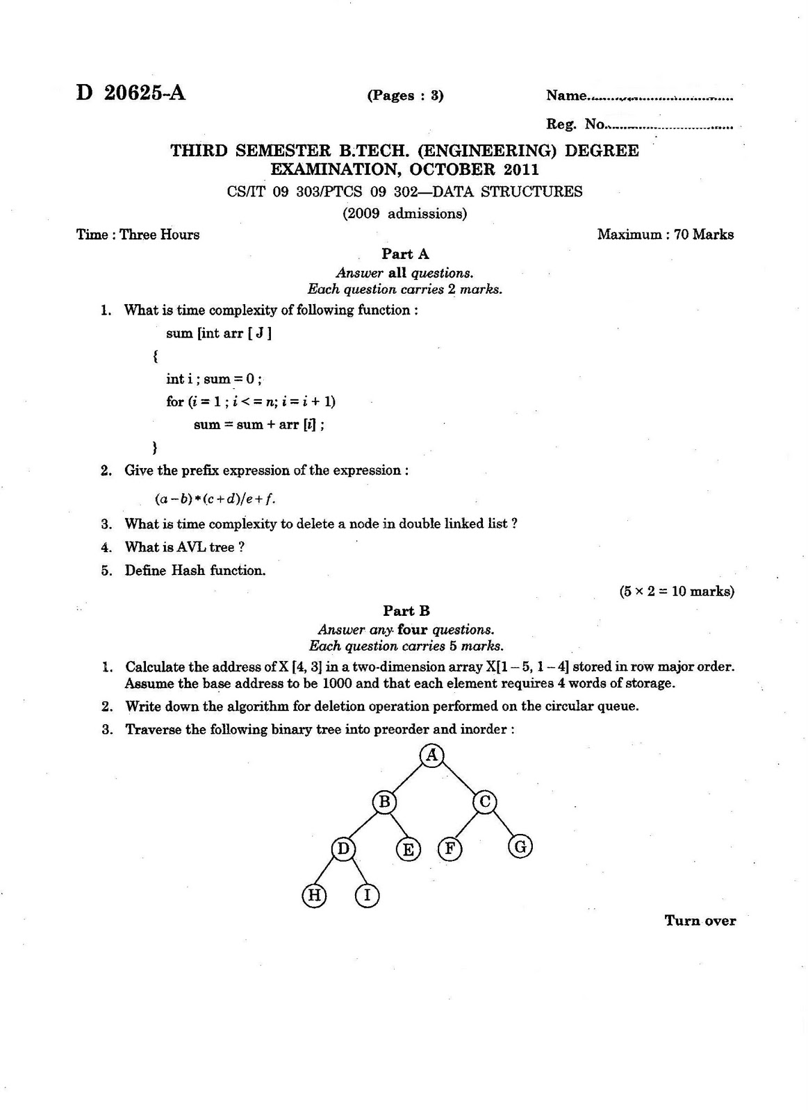B.TECH QUESTION PAPERS -CALICUT UNIVERSITY: CS/IT 09 303/PTCS 09 302 ...