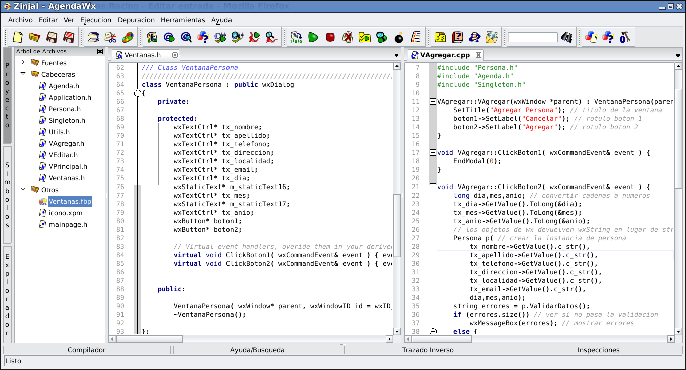 Cucarachas Racing: Aplicaciones visuales con ZinjaI