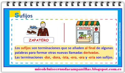 IBERUS = EBRO: PALABRAS DERIVADAS. SUFIJOS - DOR,-DORA,-ISTA, -ERO ...