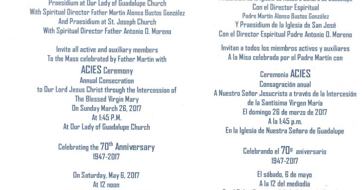 Legion of Marry ACIES Annual Consecration Ceremony and 70th Anniversary ...