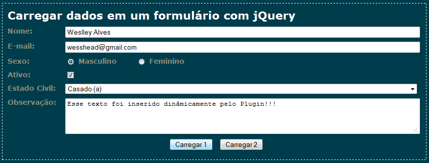 Blog Do Legolas Carregar Dados Em Um Formulário Com Jquery