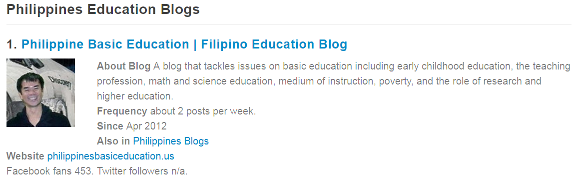 "The Top Philippines Education Blog on the Planet"