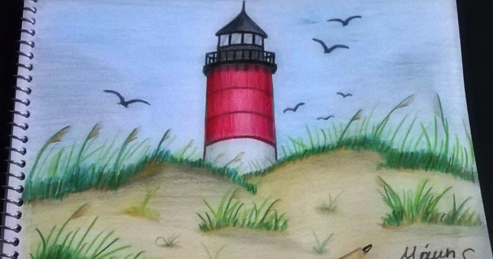 Daily Drawings - Lighthouse by the beach