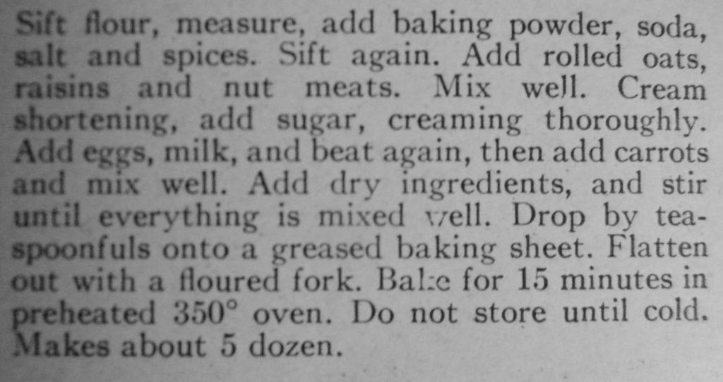 Ration Recipe: Carrot-Oatmeal Cookies