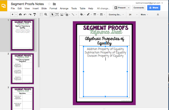 Google/INB Activity for Segment Proofs | Mrs. Newell's Math