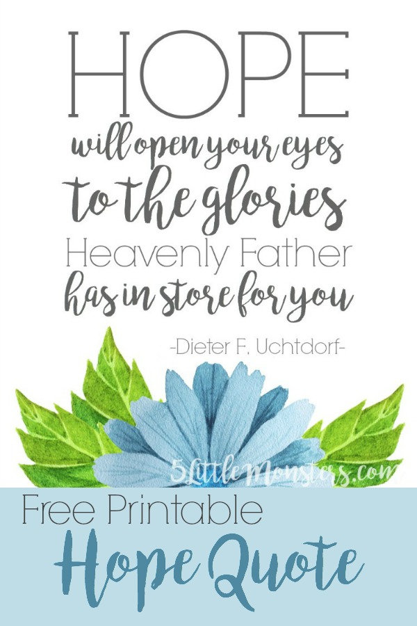 5 Little Monsters: Hope Quote Printable #PrinceOfPeace