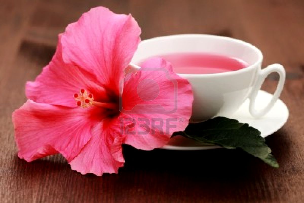 Refreshing Hibiskus cold tea with honey