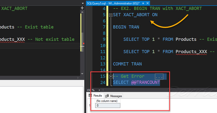 德瑞克：SQL Server 學習筆記: BEGIN TRAN with XACT_ABORT
