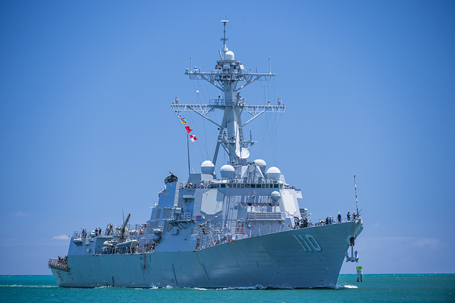 Navy destroyer USS William P. Lawrence sailing to Hawaii