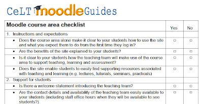 eLearning at Science & Engineering: Moodle Course Area Checklist