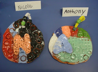 Mrs. Knight's Smartest Artists: clay texture slabs, first grade