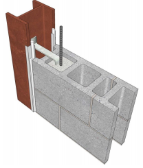 Steel Column Connected to Concrete Masonry Wall