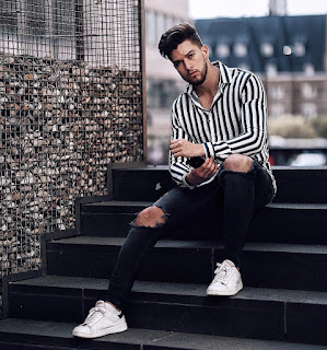 12 evergreen vertical striped outfit for men - LIFESTYLENUTS