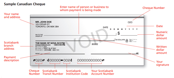 Comment Remplir Un Chèque Banque Scotia Canada (BNS) ~ COMMENT REMPLIR