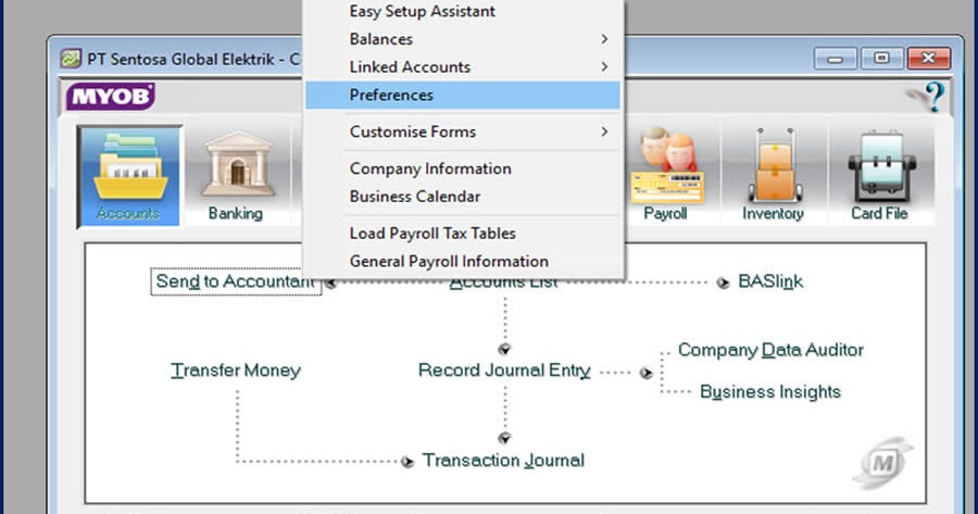 Winarto's Website: Setting Pajak dan Pref. Sistem MYOB