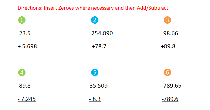 Bro and Sis Math Club: Inserting Zeros when Adding/Subtracting Decimals
