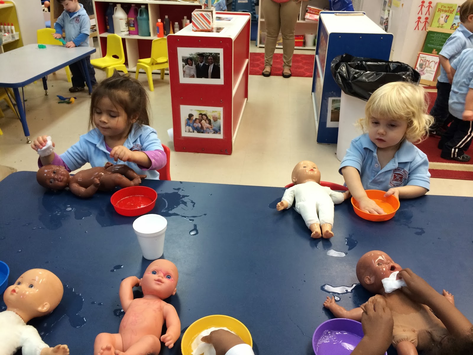 HH Preschool Class Reflections: Sensory: Washing Baby Dolls
