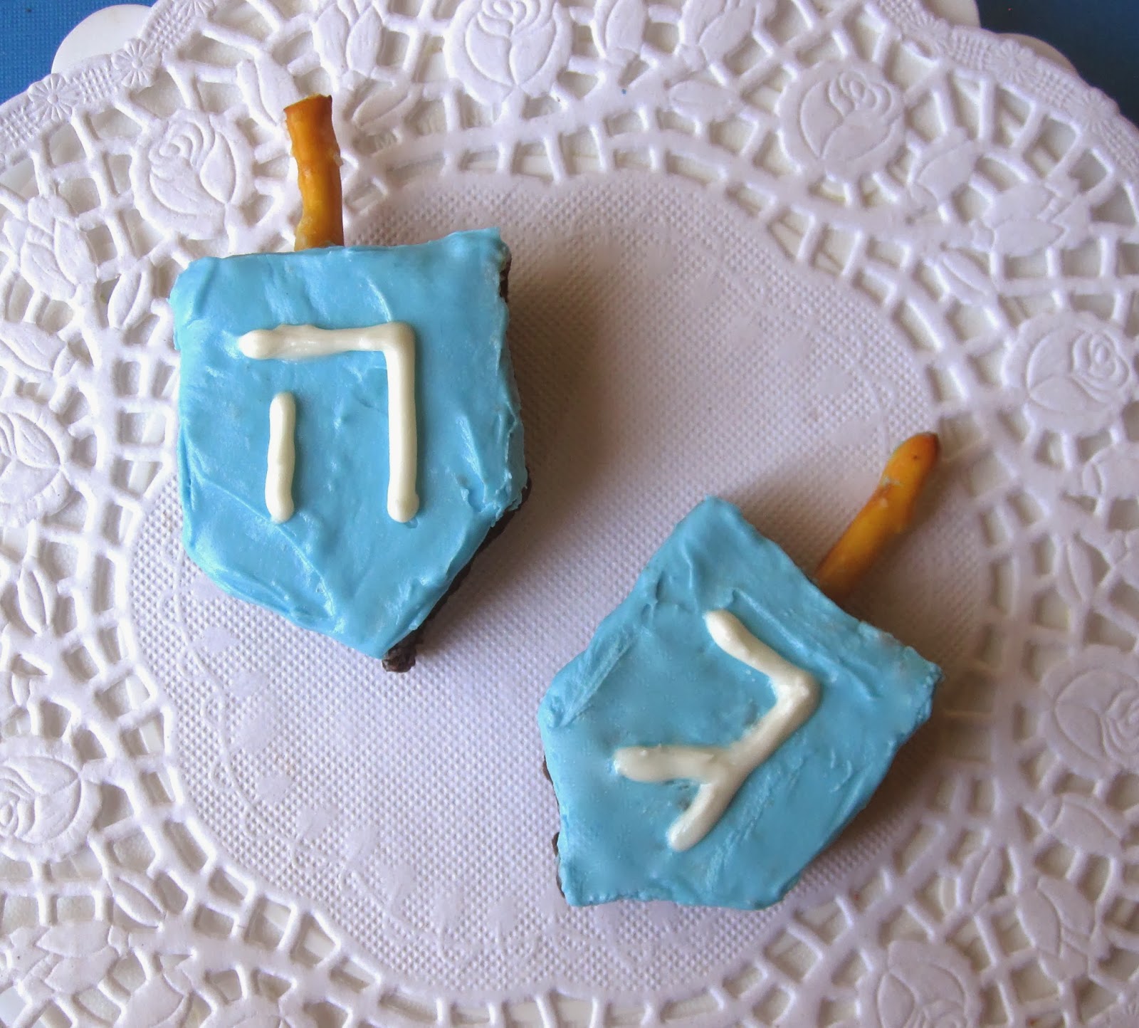 Frosted Brownie Hanukkah Dreidels - The Lindsay Ann