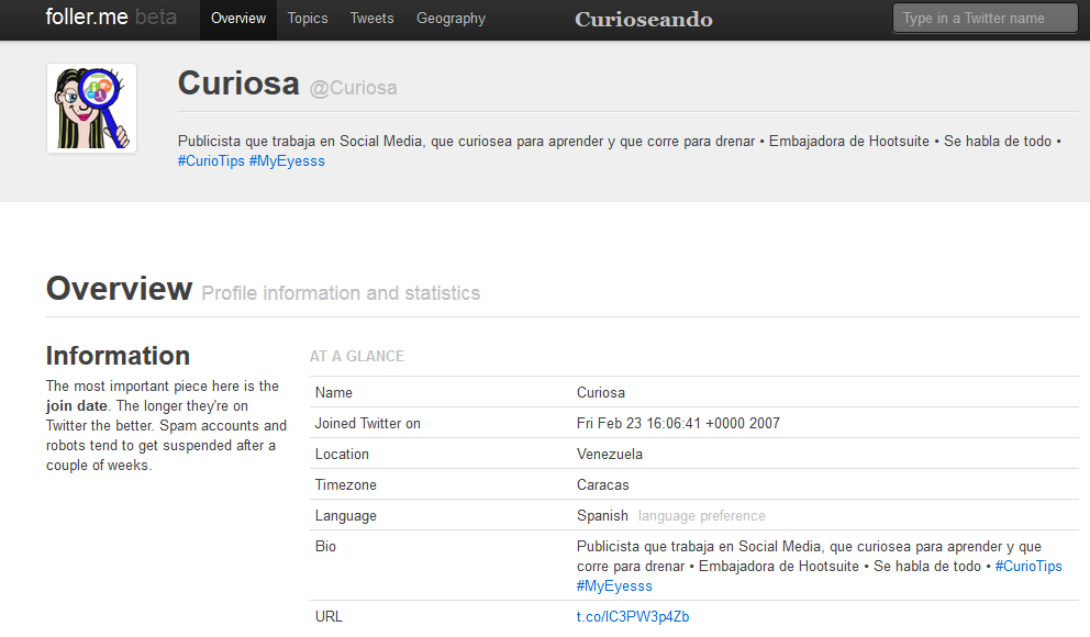 Analiza tu cuenta de Twitter con foller.me ~ Curioseando