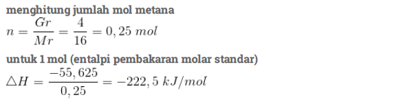 Pembakaran sempurna 4 gram metana membentuk gas karbon dioksida dan air ...