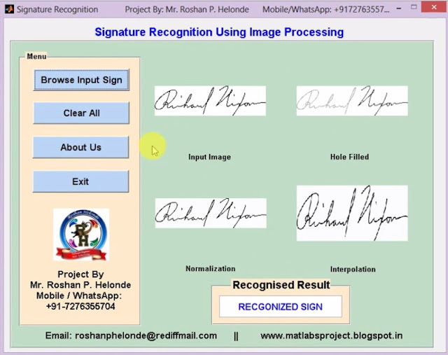 Signature Recognition Using Image Processing Matlab Project Code