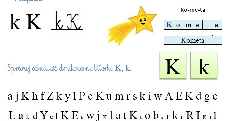 BLOG EDUKACYJNY DLA DZIECI: LITERKA K - KARTY PRACY