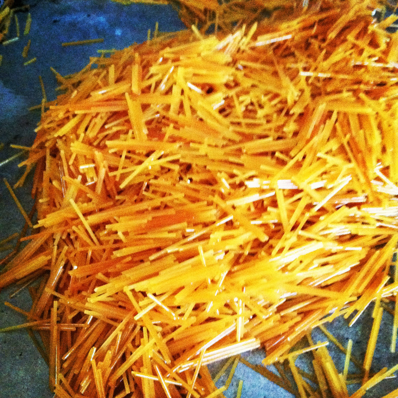 Zuni Fideus with Wild Mushrooms and Peas