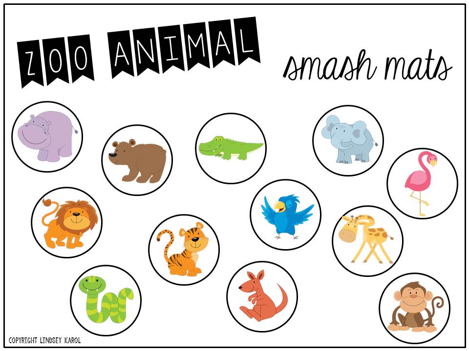 Word Nerd Speech Teach: Zoo Animal Smash Mat FREEBIE