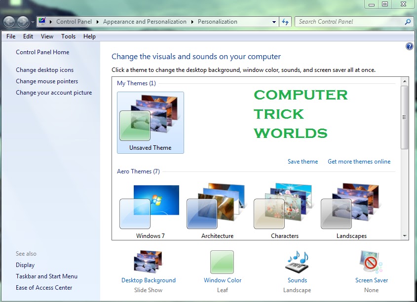 Computer Tricks: Hidden Themes In Windows 7