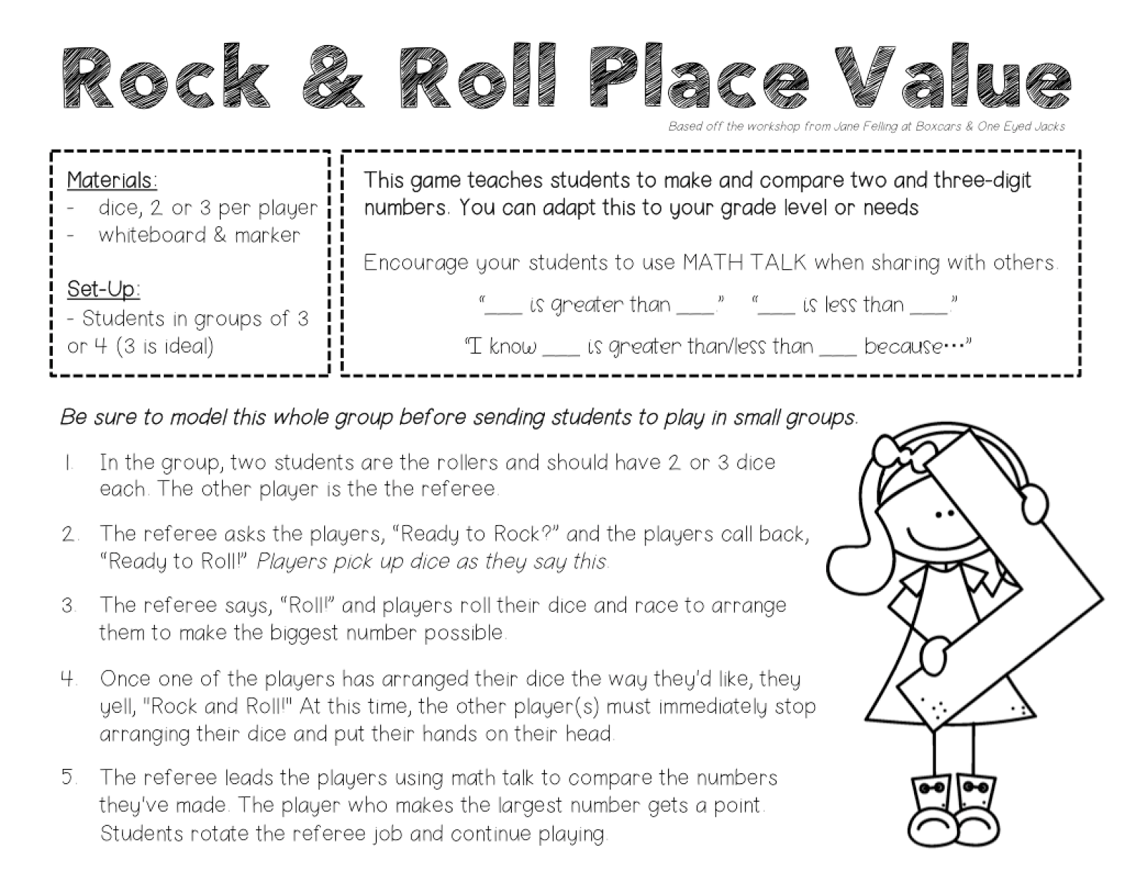 The Primary Pack: Rock & Roll Math Game