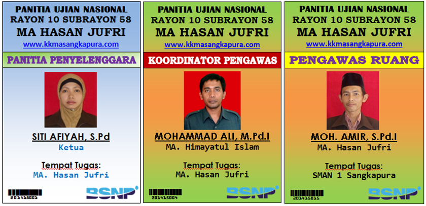 Contoh Model Keplek Panitia & Pengawas Ruang UN 2015 ~ DEMO WEB SEKOLAH