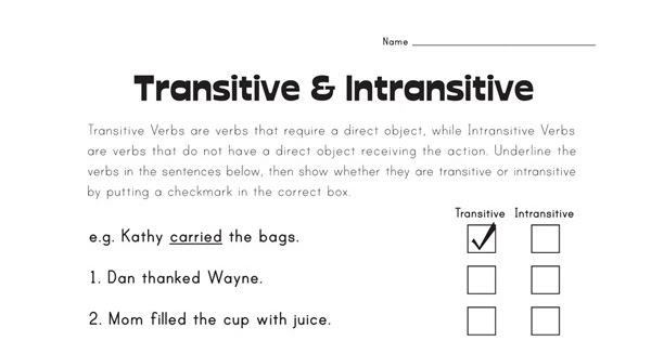 Verbs : Transitive and Intransitive Verbs