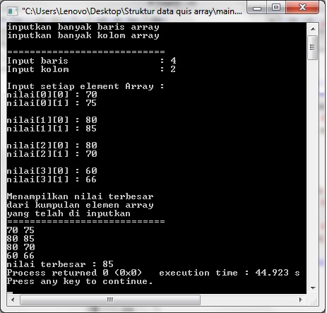 CONTOH PROGRAM ARRAY 2 DIMENSI C++ INPUT JUMLAH BARIS, KOLOM, DAN NILAI ...