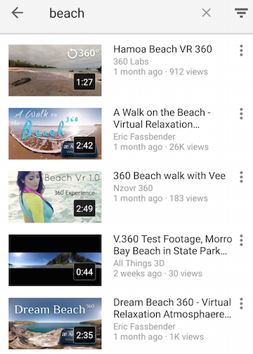 Find 360-Degree YouTube Videos